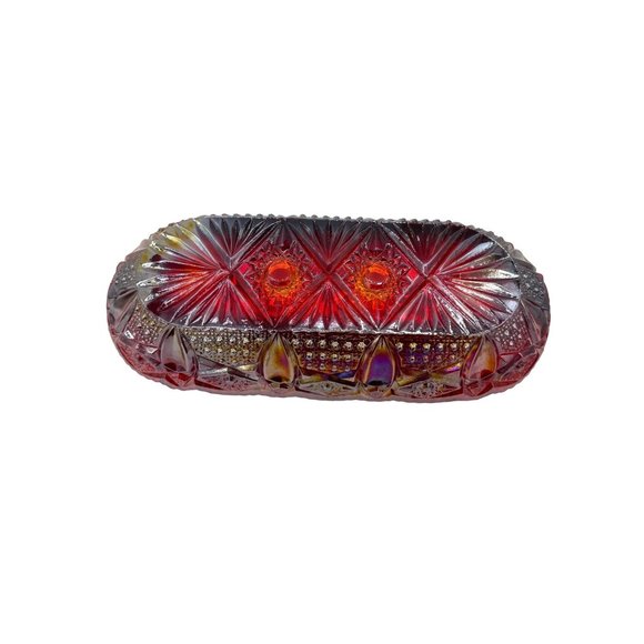 Vintage | Dining | Vintage Le Smith Ruby Red Orange Iridescent Carnival ...